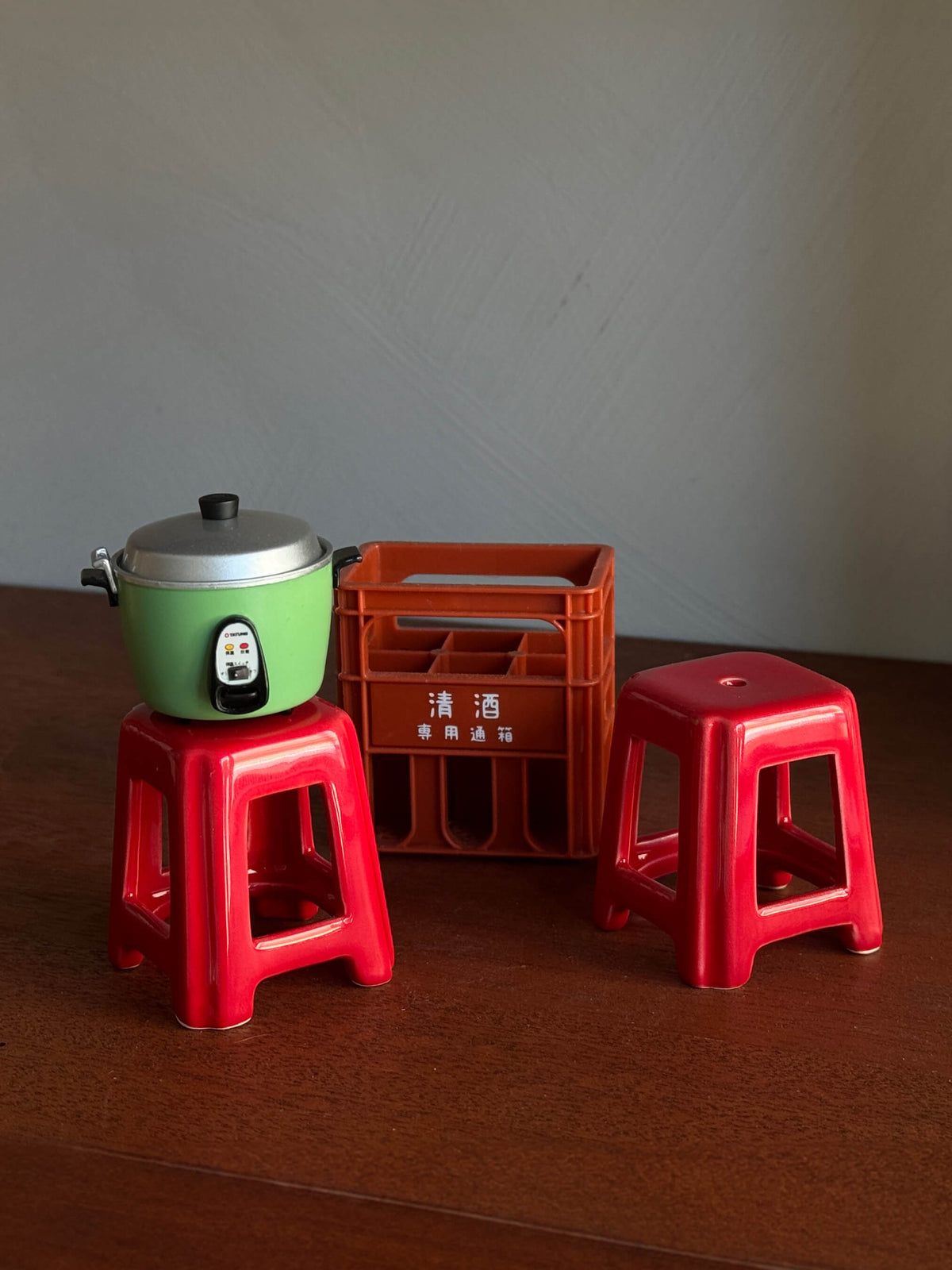 Miniature Taiwanese Ceramic Red Stool | Yun Hai Taiwanese Pantry